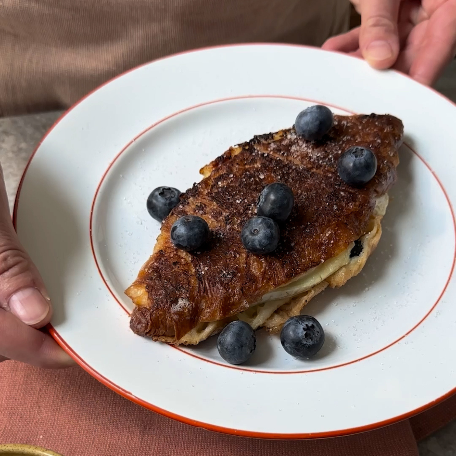 French toast made with croissants, brie and blueberries | Driscoll's